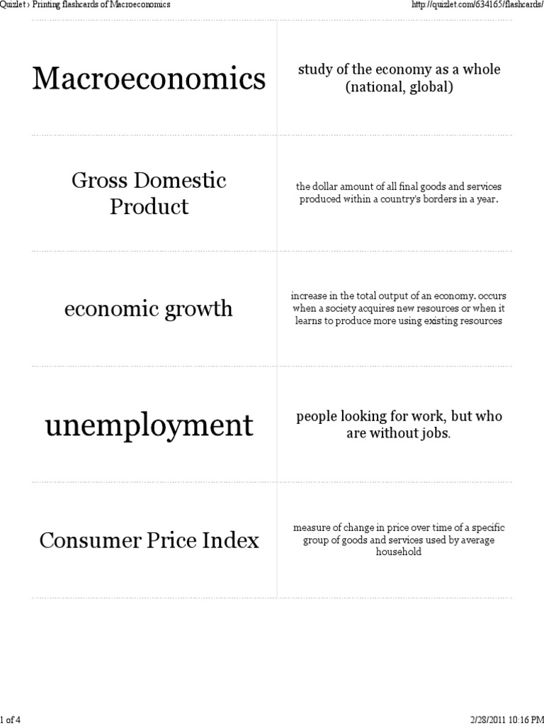 233 Printing Flashcards of Macroeconomics) | PDF | Finance & Money ...