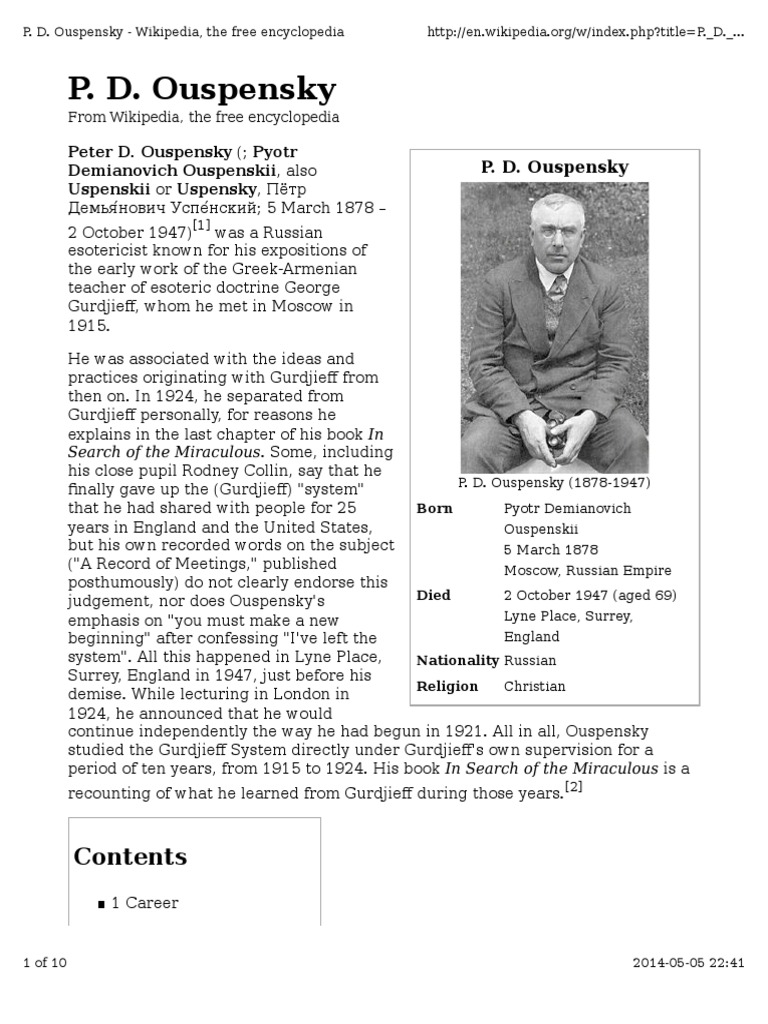 P. D. Ouspensky | Esotericism | Philosophical Science