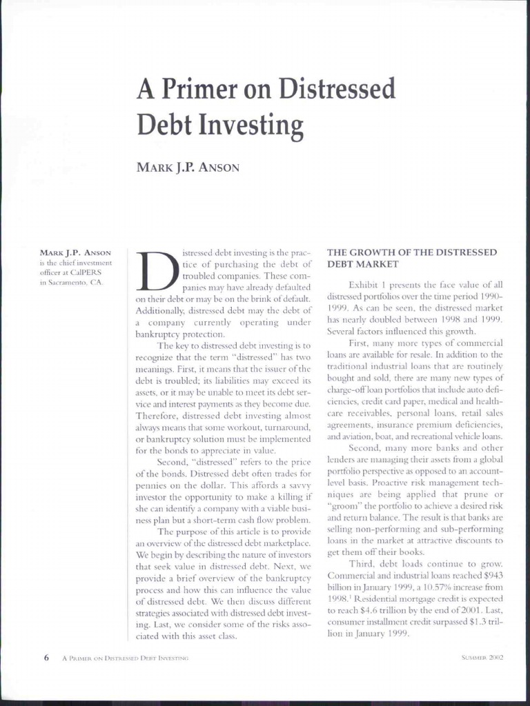 A Primer On Distressed Debt Investing | PDF