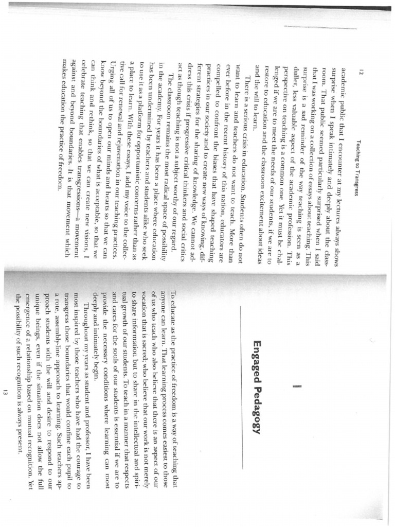 Teaching To Transgress by Bell Hooks | PDF