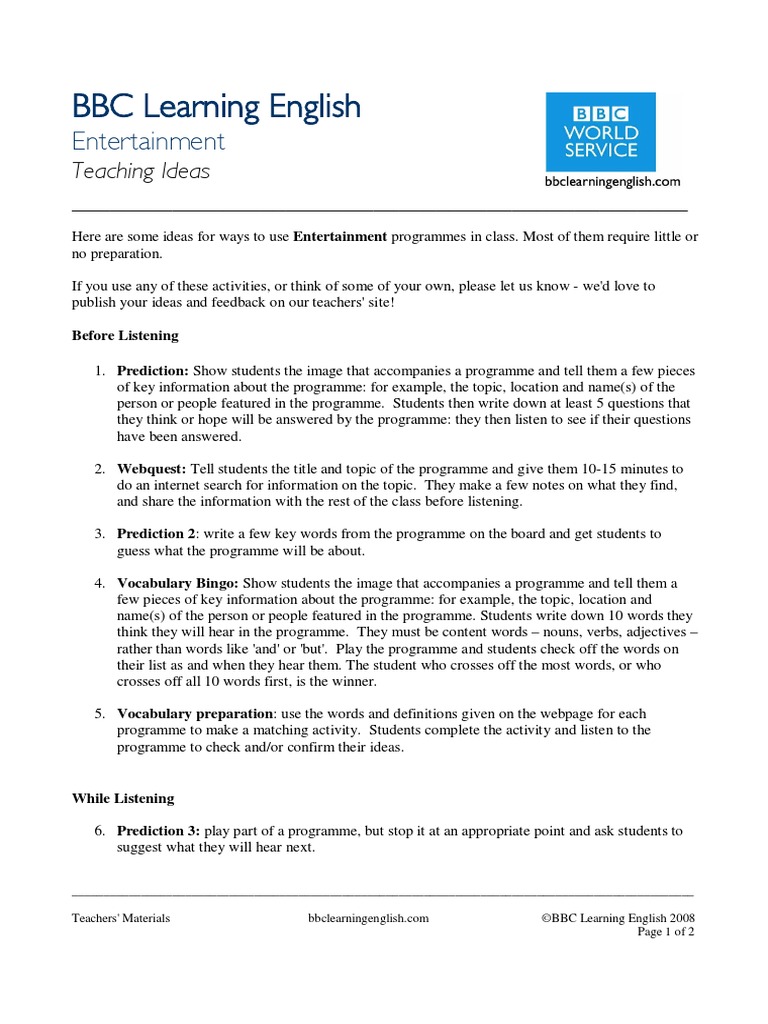 BBC Learning English: Entertainment | PDF | English Language | Vocabulary