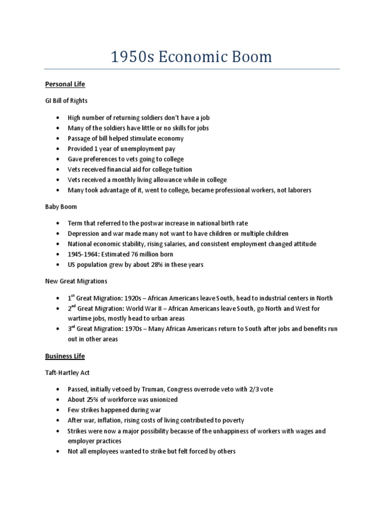 1950s Economic Boom: Personal Life | PDF | Rock And Roll | Employment