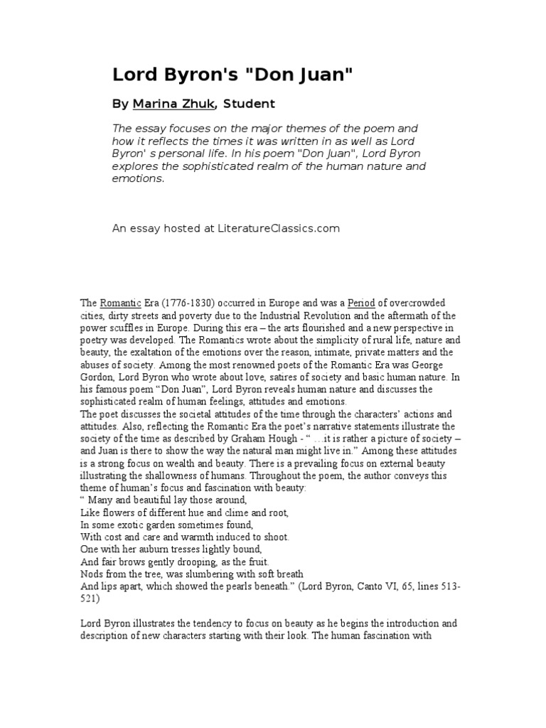 Lord Byron' S Don Juan | PDF | Lord Byron | Romanticism