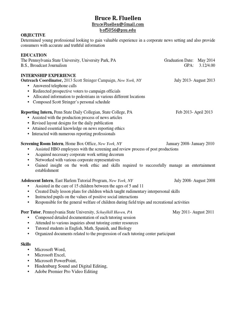 Bruce Updated Resume-1 | PDF | Pennsylvania State University | Internship
