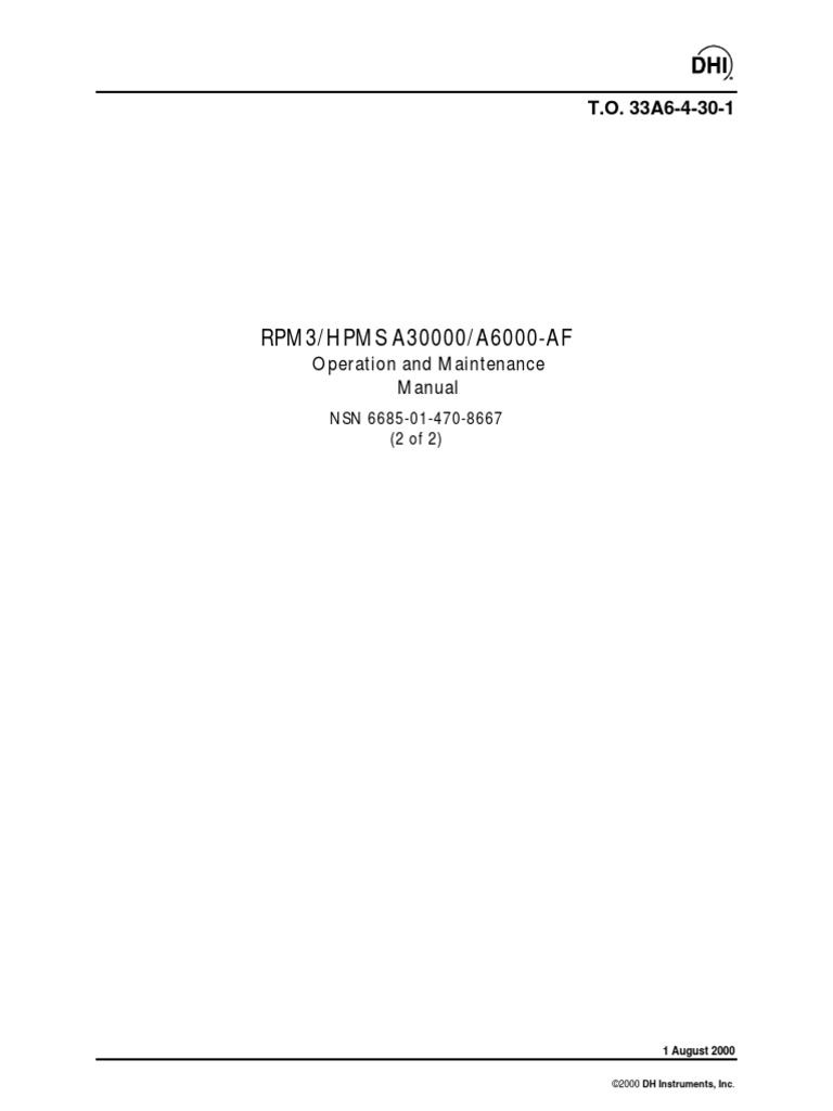 RPM3/HPMS A30000/A6000-AF: Operation and Maintenance Manual | Download ...