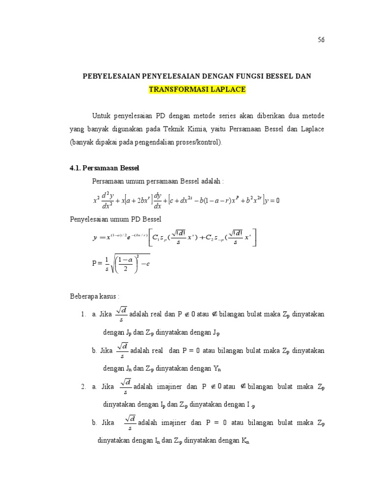 Penyelesaian PD dengan Fungsi Bessel dan Laplace | PDF