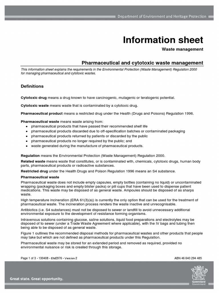 Cytotoxic Waste Management Guidelines | PDF | Pharmaceutical Drug ...