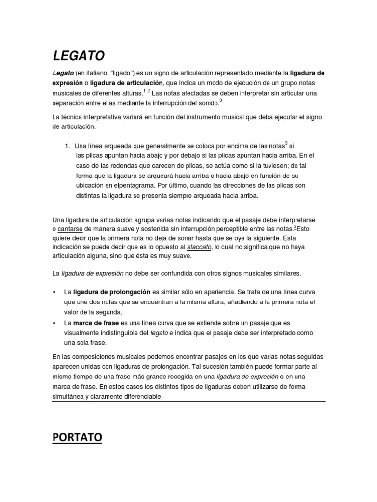 Legato | PDF | Elementos de la música | Tecnicas musicales