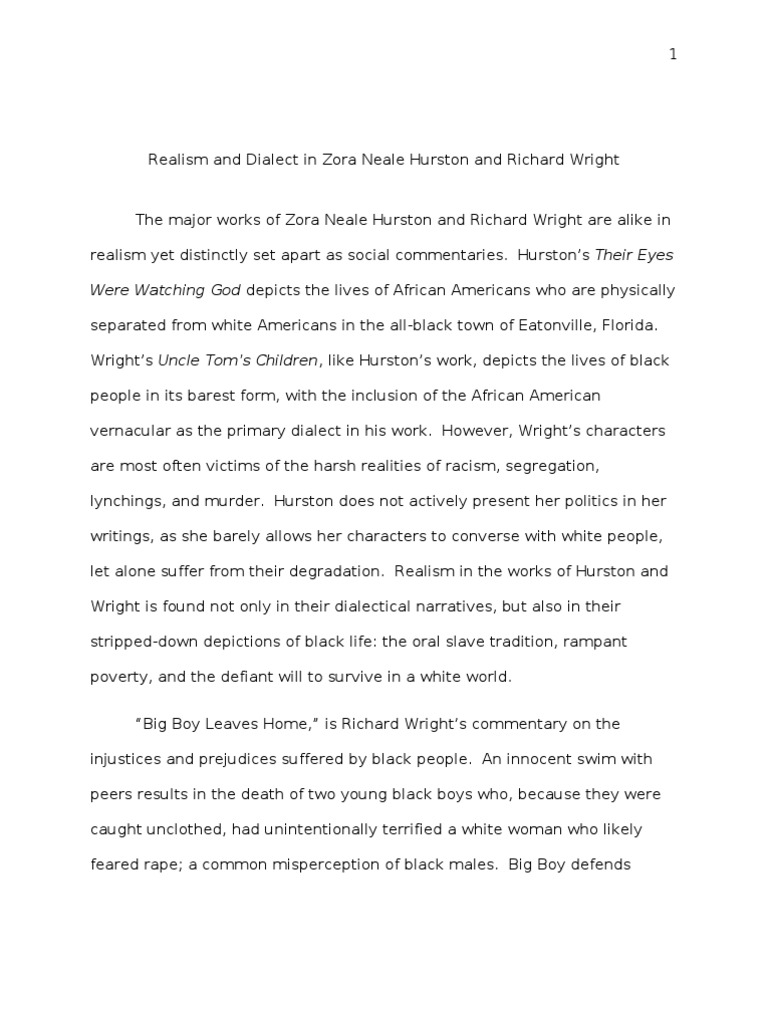Realism and Dialect in Zora Neale Hurston and Richard Wright | PDF