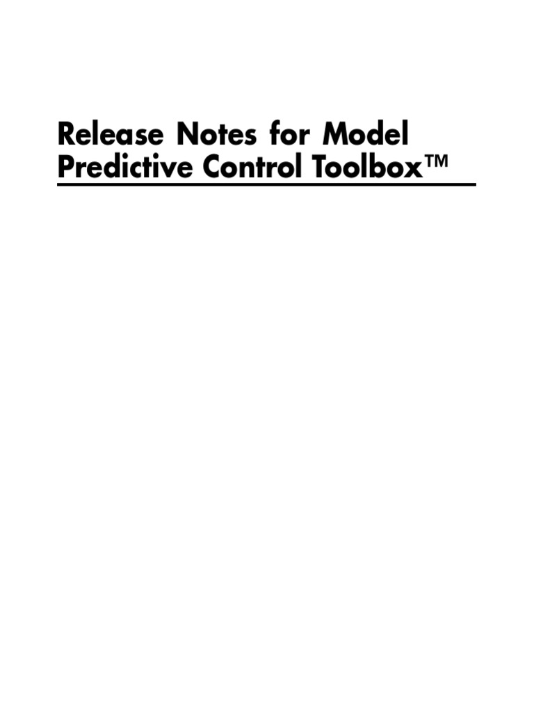 Release Notes For Model Predictive Control Toolbox™ | PDF | Real Time ...