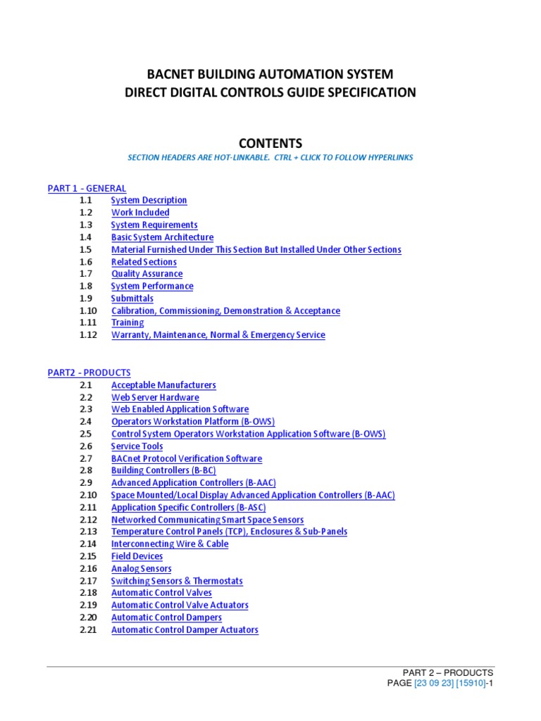 Bacnet Building Automation System Direct Digital Controls Guide ...