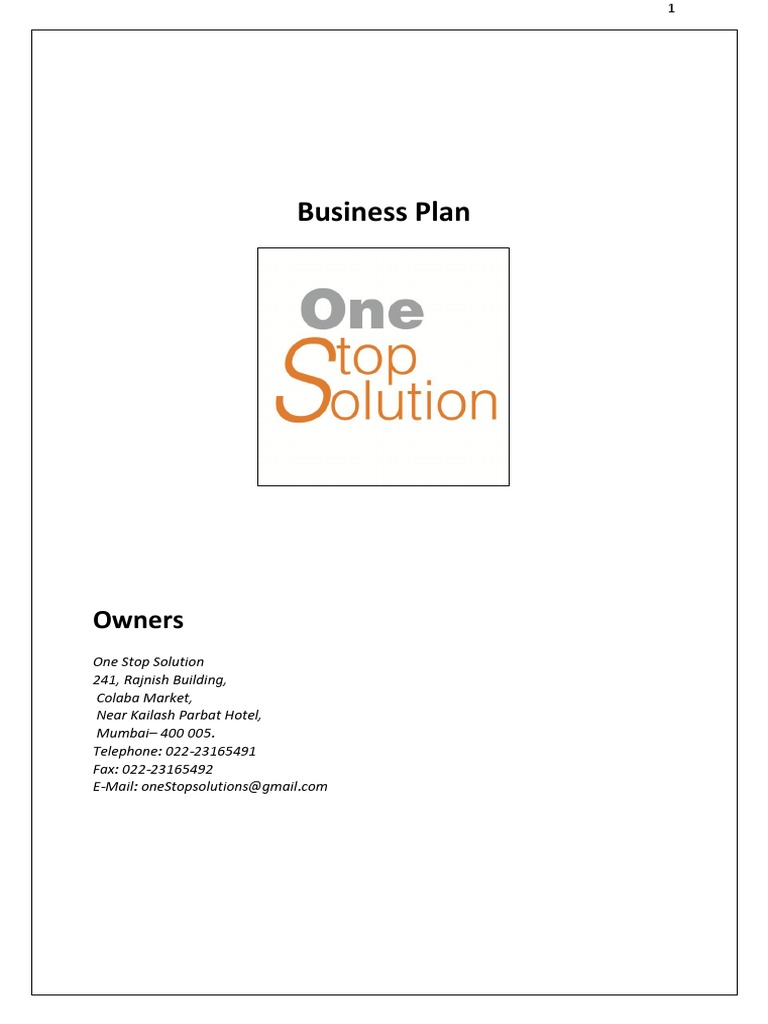 One Stop Solution Business Plan | PDF | Depreciation | Leather