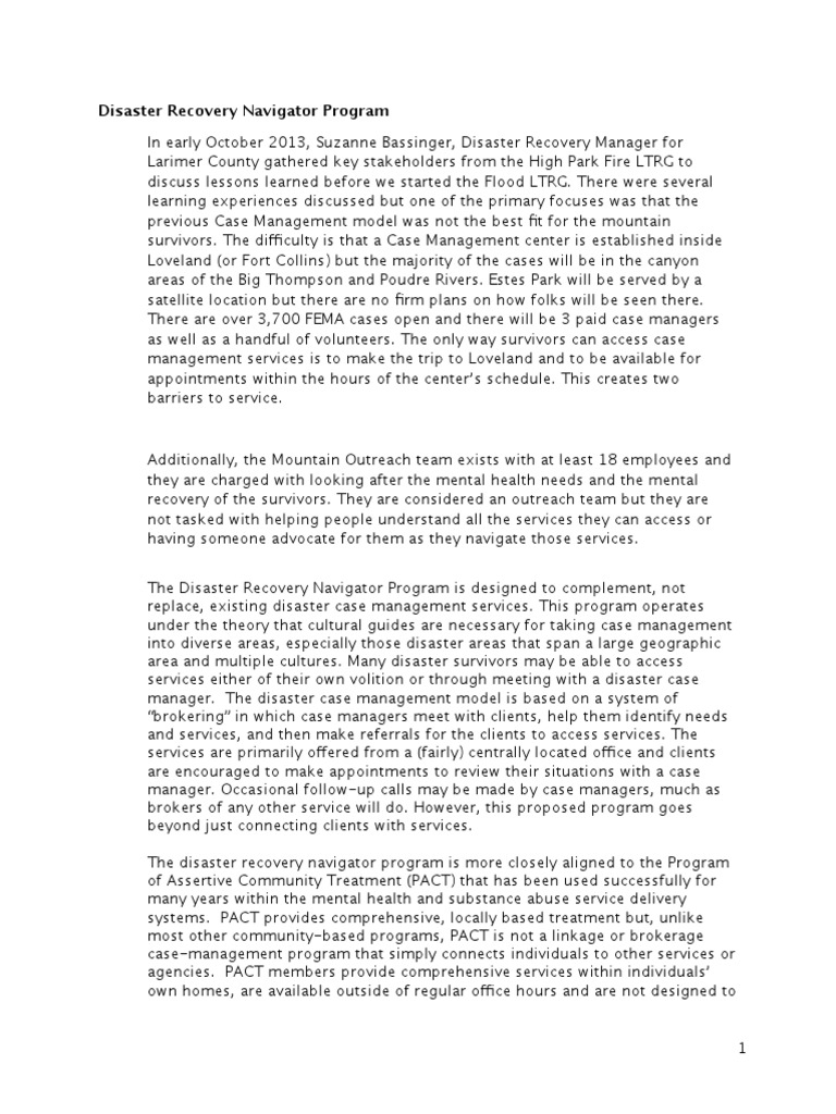 Disaster Recovery Navigator Program Summary-1 | PDF | Recovery Approach ...