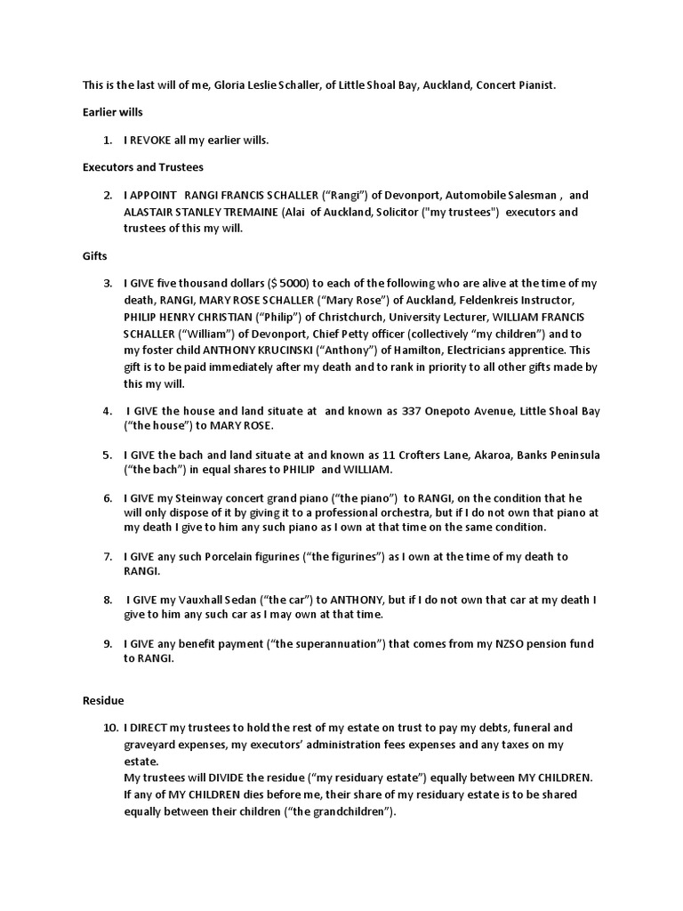 Draft Will | Download Free PDF | Trustee | Trust Law