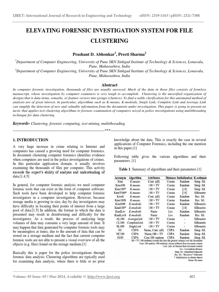 Elevating Forensic Investigation System For File Clustering | PDF ...