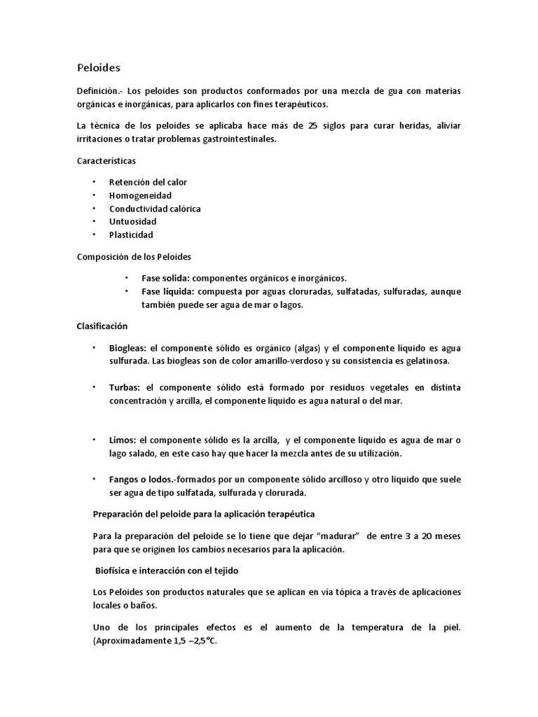 Introducción a los Peloides Terapéuticos | PDF | Medicamentos con ...