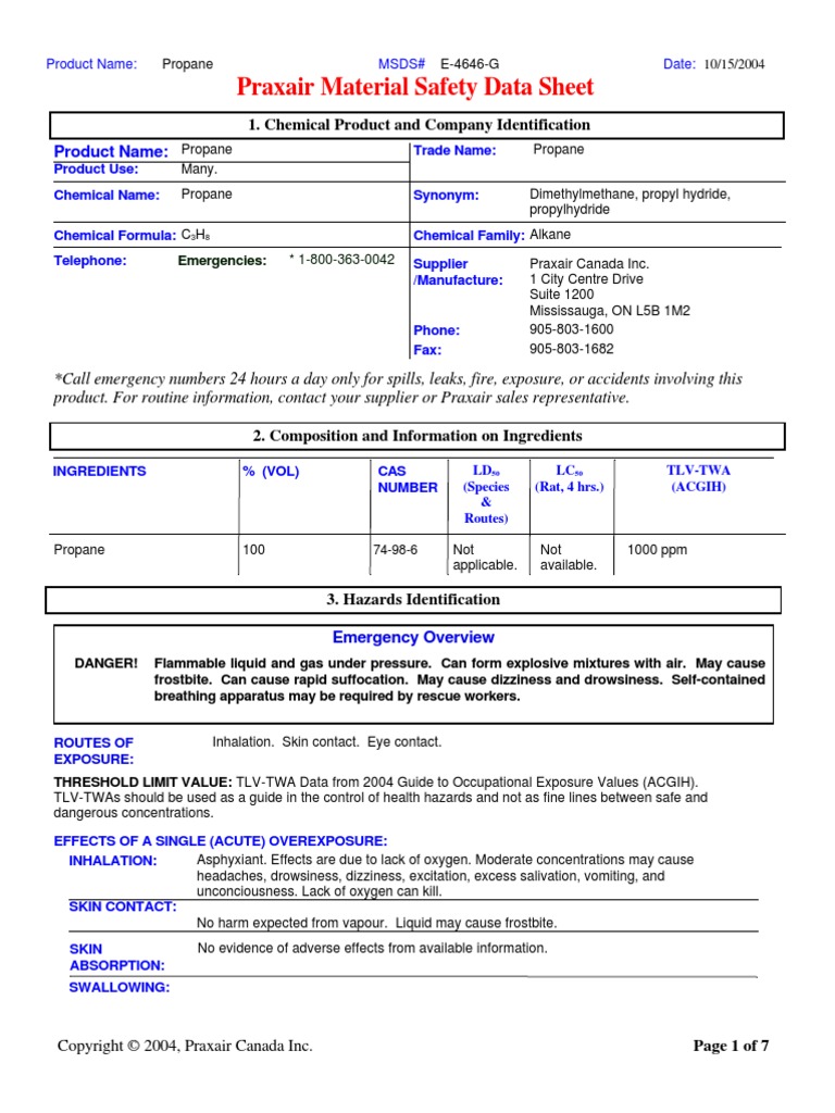Praxair - Propane | PDF | Combustion | Carbon Dioxide