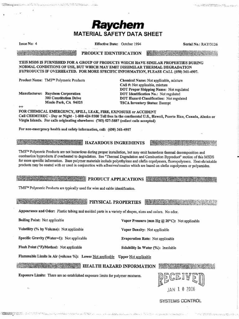 RayChem Corporation - TMS Polymeric Products | PDF