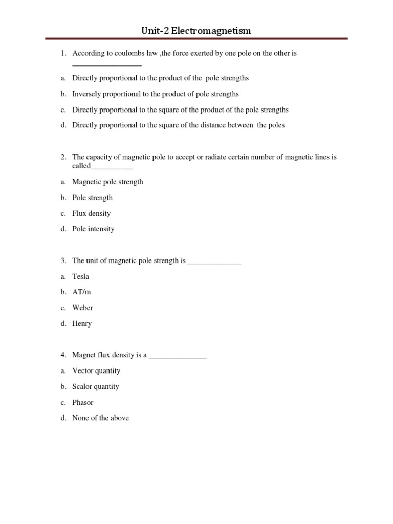 Question Bank - Unit2 | PDF | Inductor | Inductance