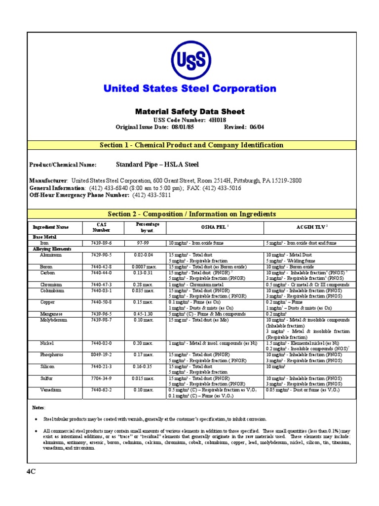 US Steel Corporation - Standard Pipe - HSLA Steel | PDF | Chromium | Nickel