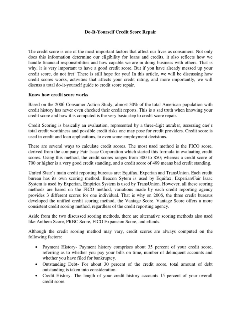 DIY Credit Repair Guide | PDF | Credit Score | Credit History