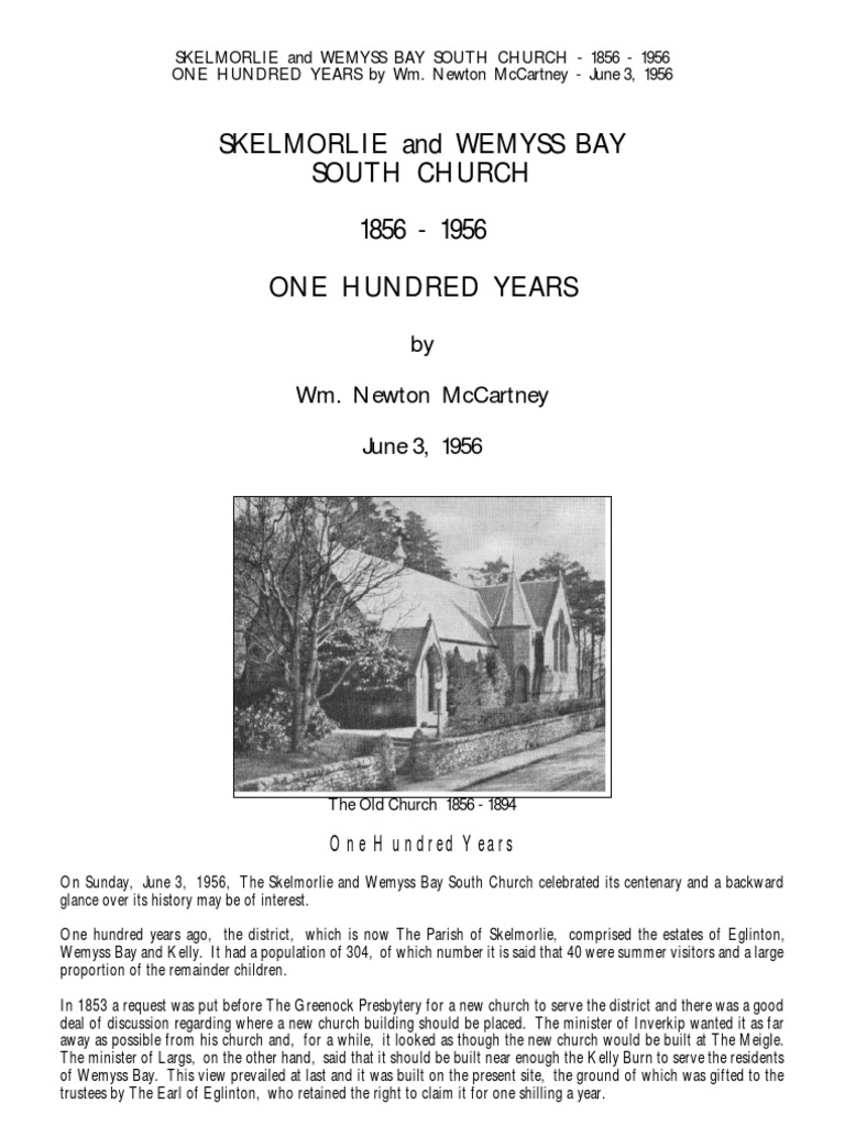 Skelmorlie - South Church - 100 Years - 1856 - 1956 - Booklet - WM ...