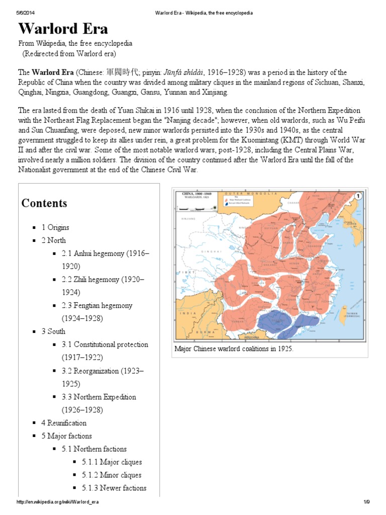 Warlord Era | Republic Of China | Military Of The Republic Of China