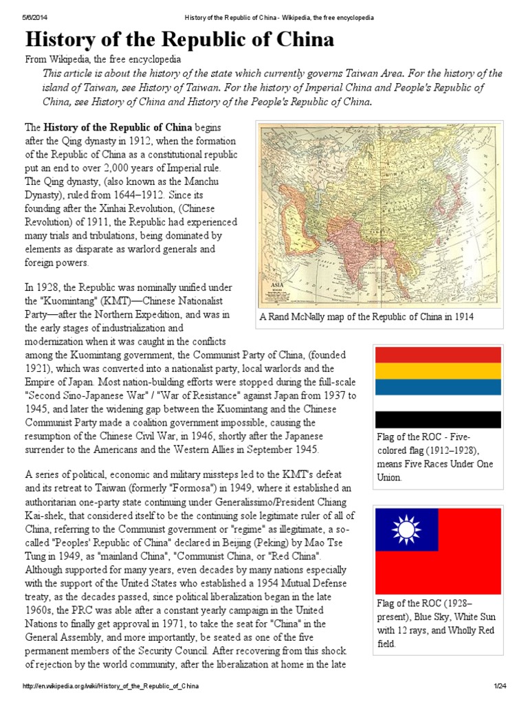 History of The Republic of China | PDF | Kuomintang | Taiwan