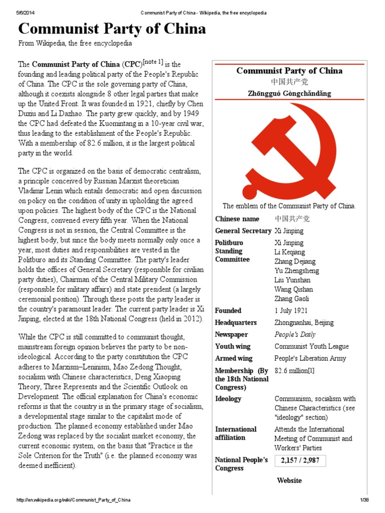 Communist Party of China | PDF | Communist Party Of China | Deng Xiaoping
