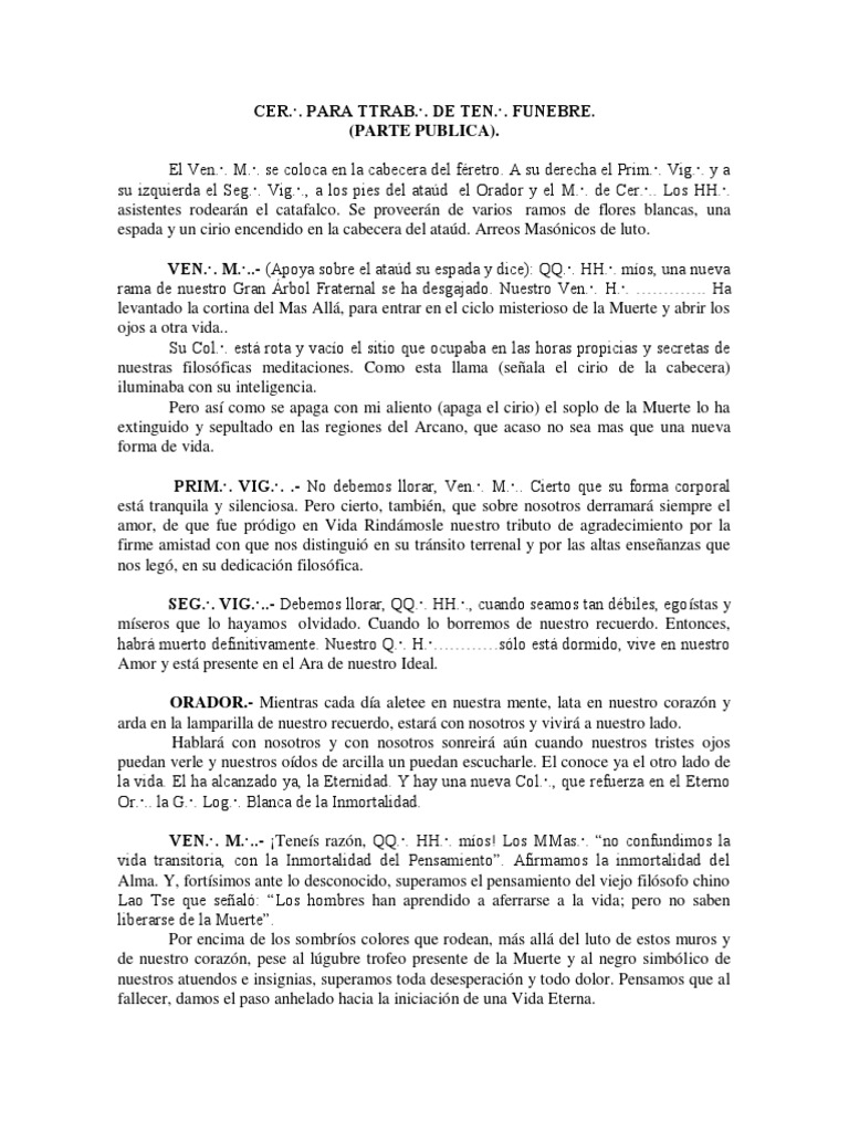 Ceremonia de Tenida Funebre | PDF | Inmortalidad | Muerte