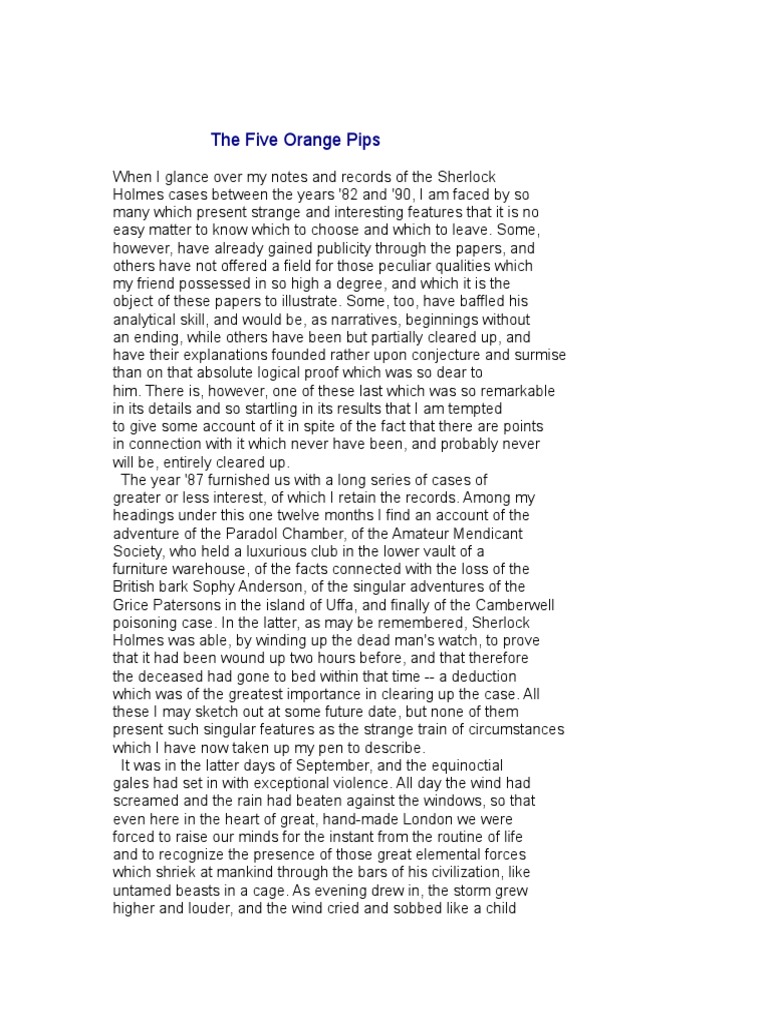 The Five Orange Pips | PDF | Nature