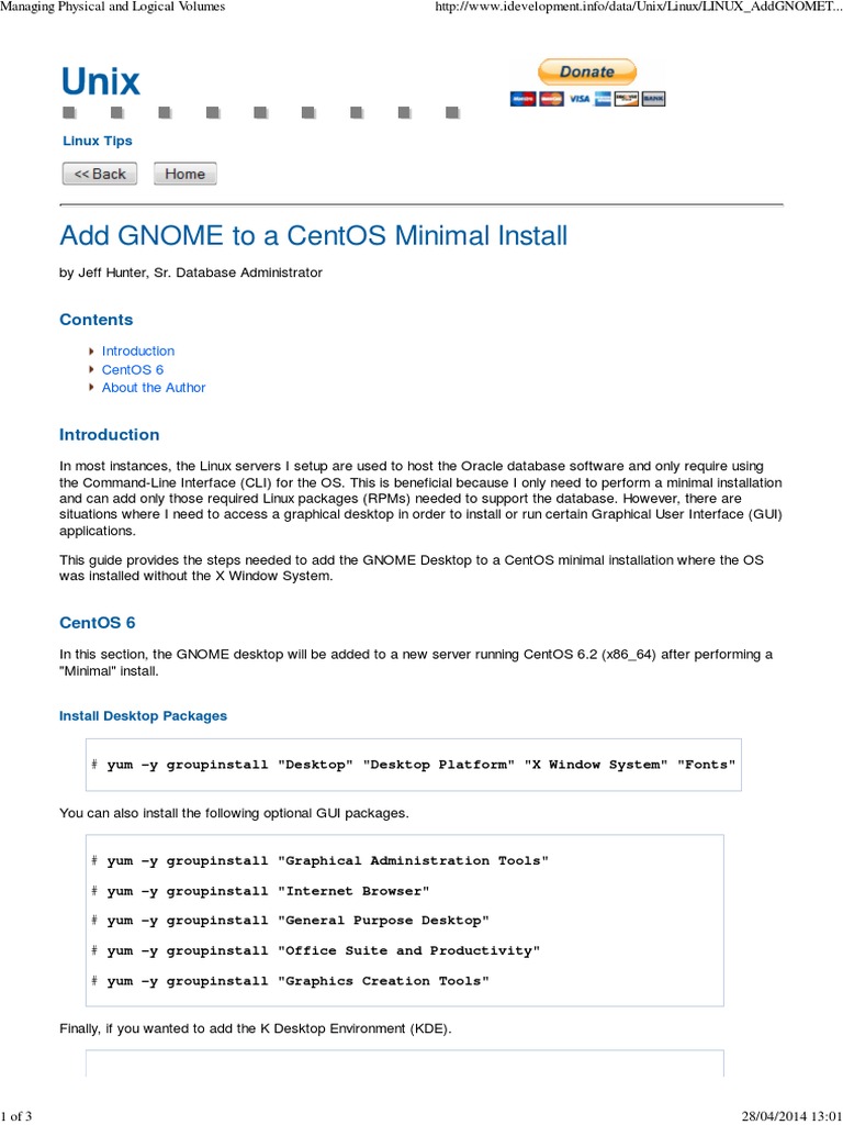 Adding GNOME to CentOS Minimal Install | PDF | Desktop Environment ...