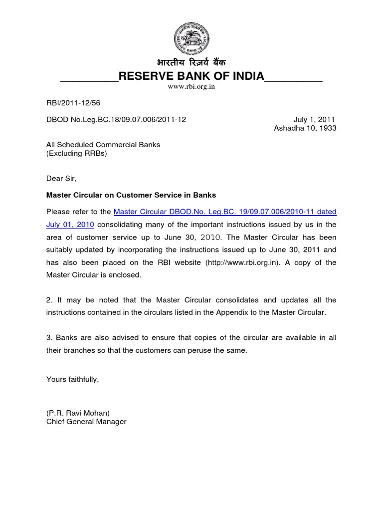 RBI Circular. Manual | PDF | Cheque | Financial Inclusion