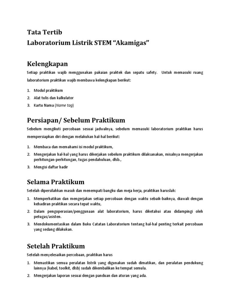 Tata Tertib Lab Listrik | PDF