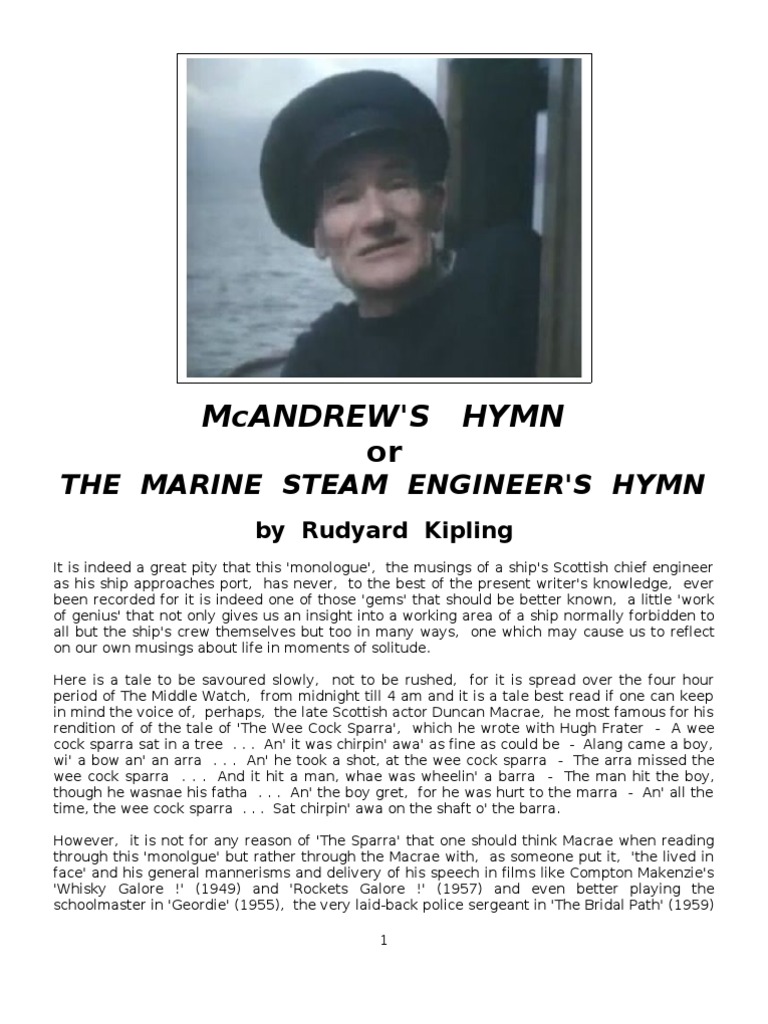 M'Andrew's Hymn - The Marine Steam Engineer's Hymn - Rudyard Kipling ...