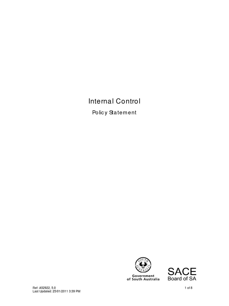 Internal Control Policy (1) Australia | PDF | Regulatory Compliance ...