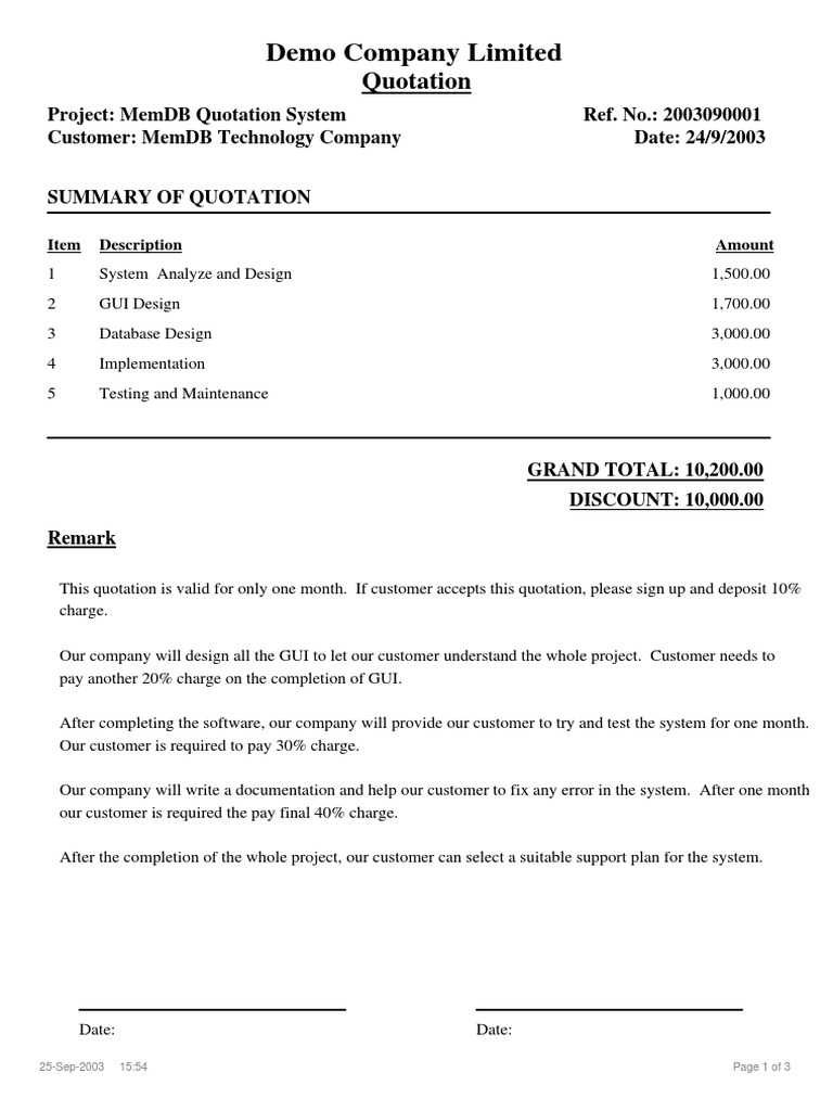 Demo Company Limited: Quotation | PDF | Graphical User Interfaces ...