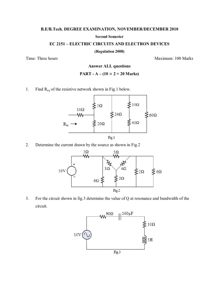 EDC Question-Papers Complete Set | PDF | Electrical Network | Series ...