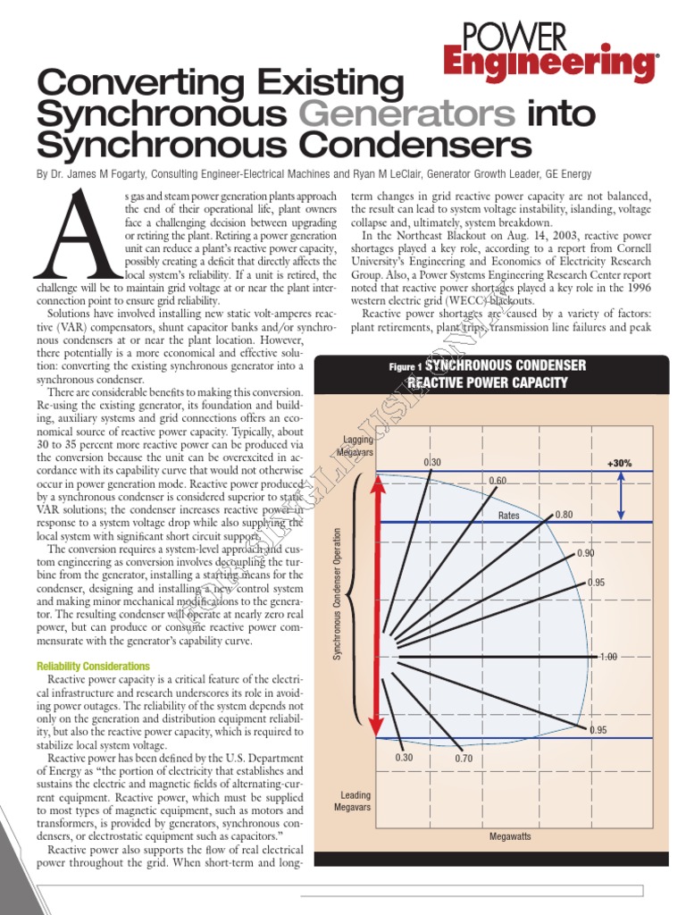 Converting Existing Synchronous Generators Into Synchronous Condensers ...