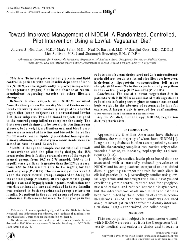 Toward Improved Management of NIDDM: A Randomized, Controlled, Pilot ...