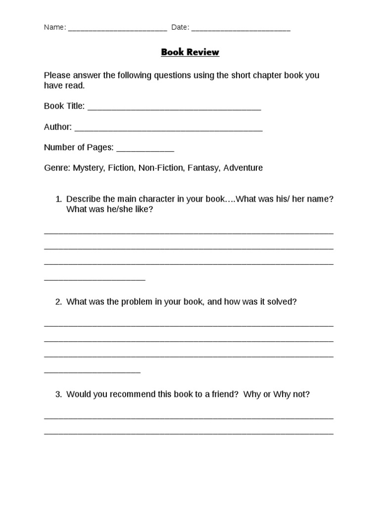 Book Review Template for Students | PDF | Social Science | General Fiction