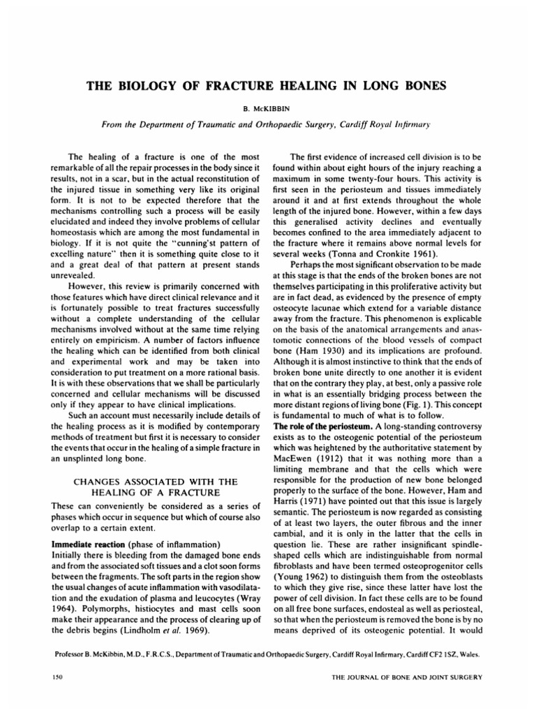 THE Biology OF Fracture Healing IN Long Bones | PDF