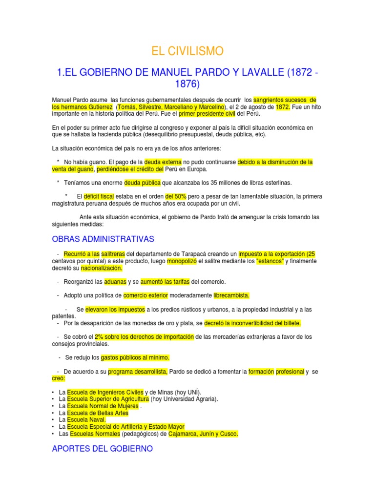 El Civilismo | PDF | Perú | Tratado