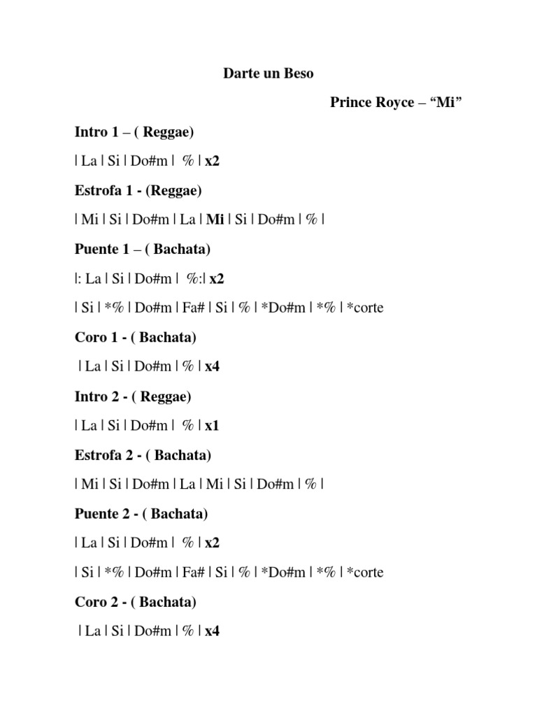 Acordes y letra de "Darte un Beso" | PDF
