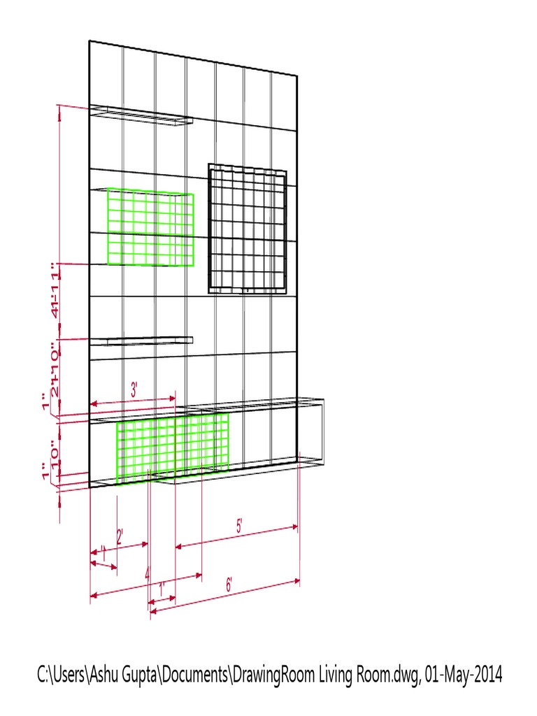 Living Room TV Panel 3D Elevation | PDF