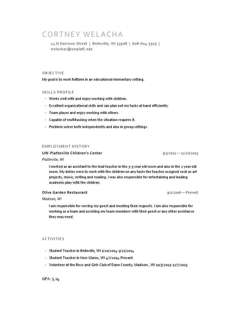 Elementary Education Job Seeker Resume | PDF | Career & Growth | Self ...