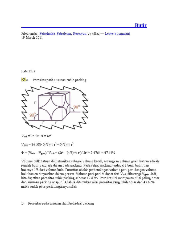 Perhitungan Porositas Berbagai Macam Susunan | PDF