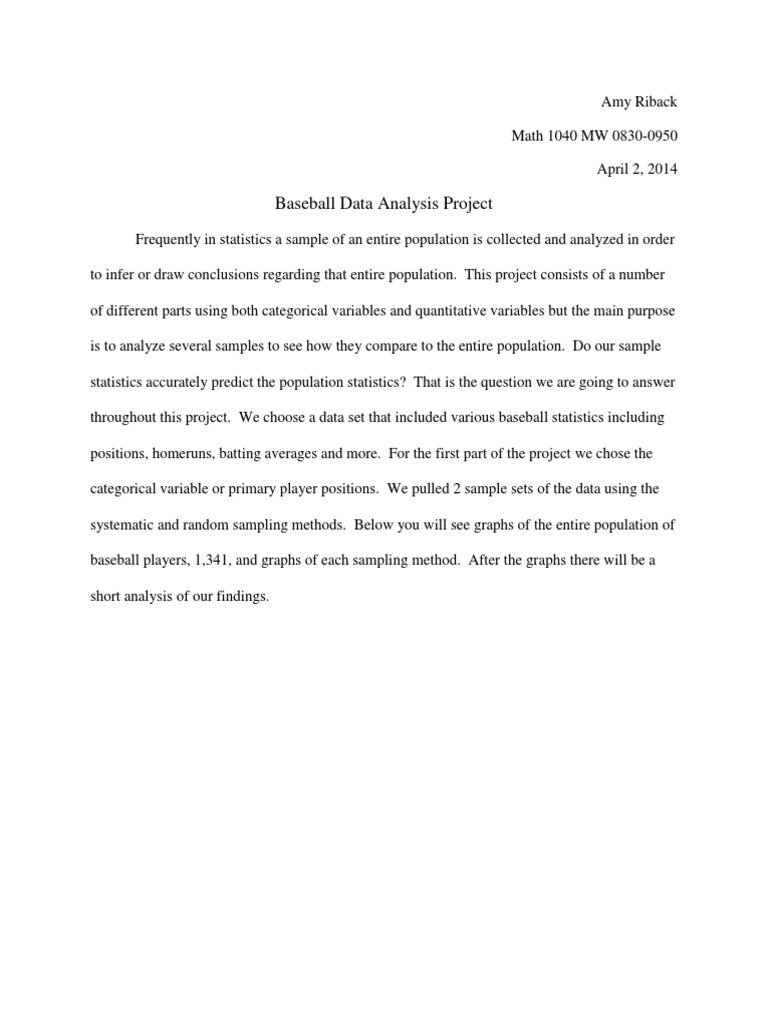 Baseball Data Analsis Project | PDF | Data Analysis | Statistics