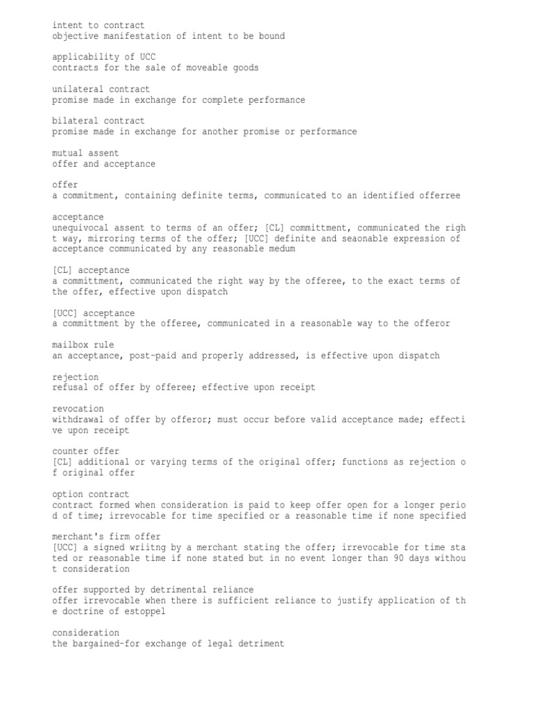 Contracts Rule Statements | PDF | Assignment (Law) | Offer And Acceptance