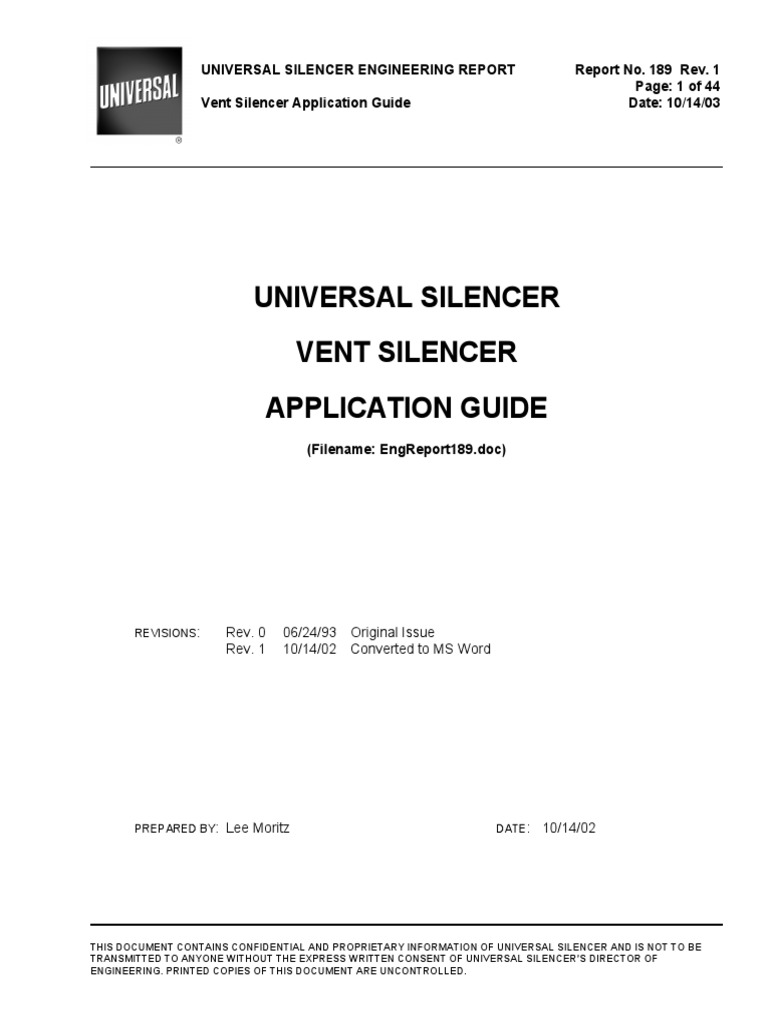 Vent Silencer Application Guide Confidential Report 189 | PDF | Decibel ...